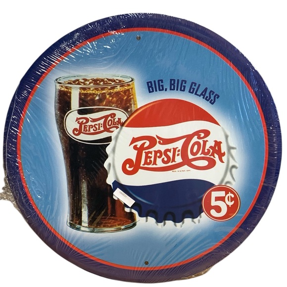 Pepsi | Wall Decor | New Retro Style Round Pepsi Cola Logo Tin Metal ...